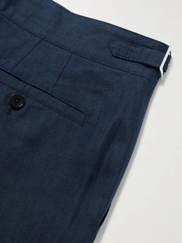 Mr P. Steve Tapered Pleated Trousers - Blue