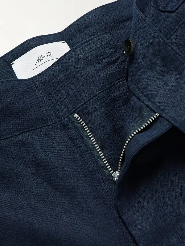 Mr P. Steve Tapered Pleated Trousers - Blue