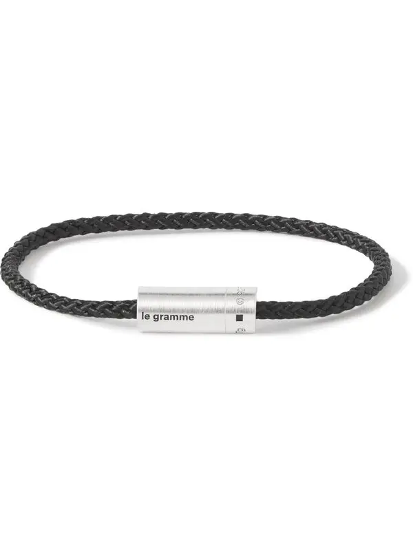 Le Gramme 7g Braided Cord And Sterling Silver Bracelet - Black