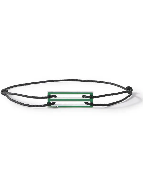 Le Gramme Le 2.5g Sterling Silver, Enamel And Cord Bracelet - Green