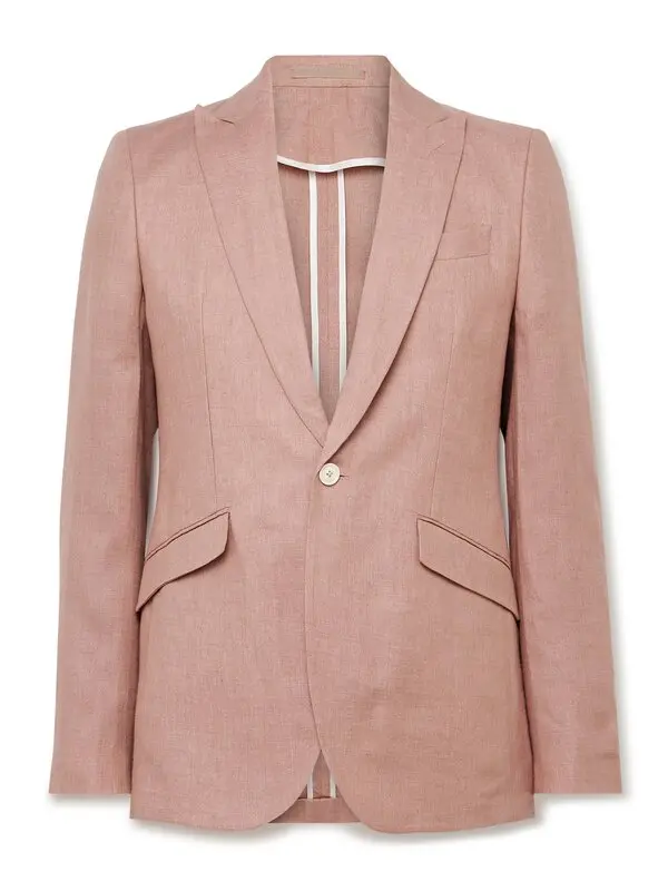 FAVOURBROOK Slim-fit Linen Suit Jacket - Pink