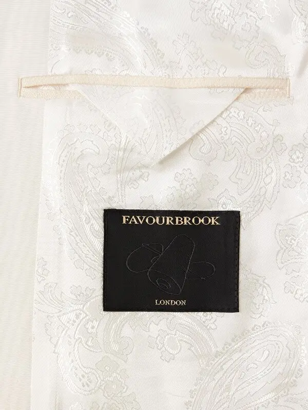 FAVOURBROOK Double-breasted Herringbone Linen And Silk-blend Tuxedo Jacket