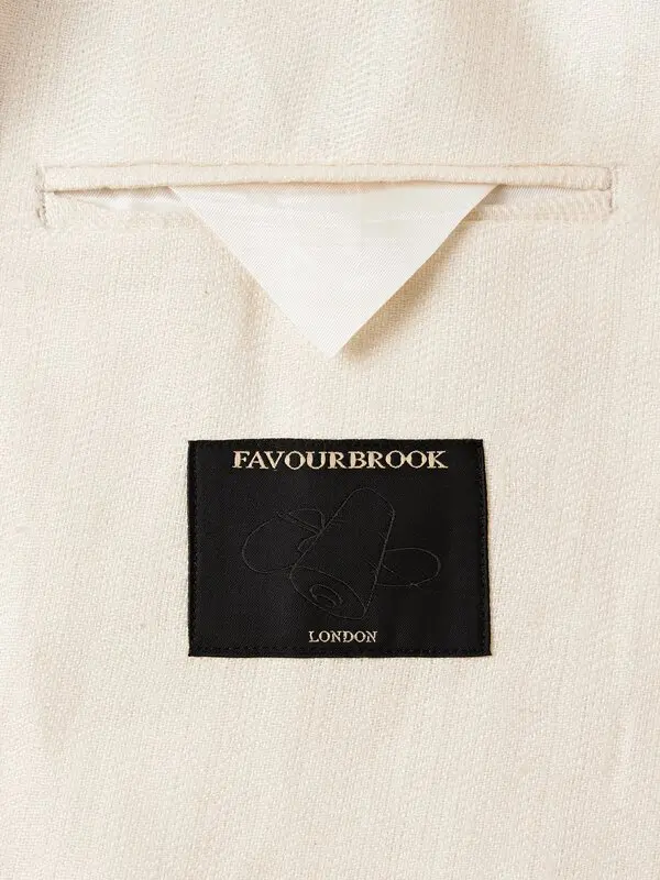 FAVOURBROOK Slim-fit Herringbone Linen And Silk-blend Suit Jacket - Neutrals