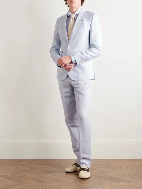 FAVOURBROOK Slim-fit Herringbone Linen And Silk-blend Suit Jacket