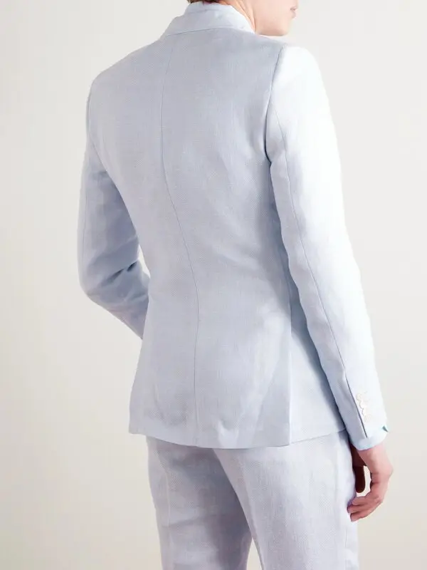 FAVOURBROOK Slim-fit Herringbone Linen And Silk-blend Suit Jacket