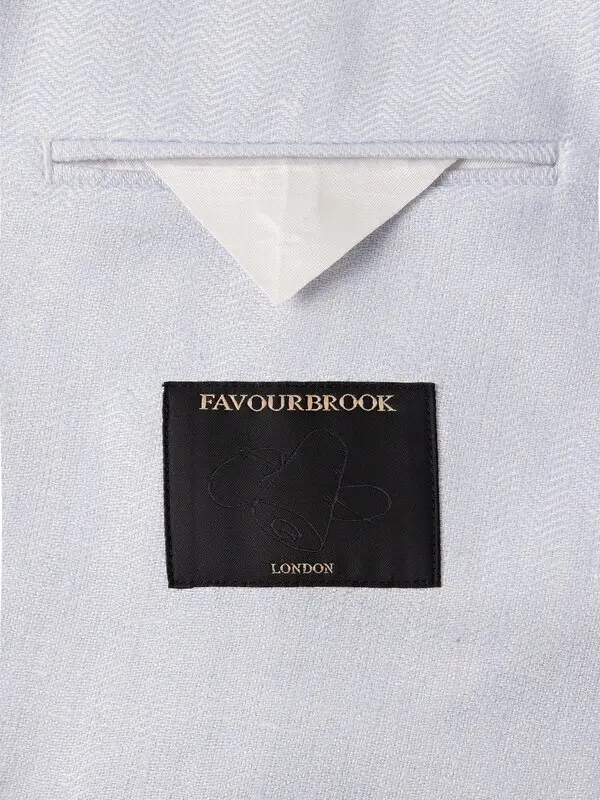 FAVOURBROOK Slim-fit Herringbone Linen And Silk-blend Suit Jacket