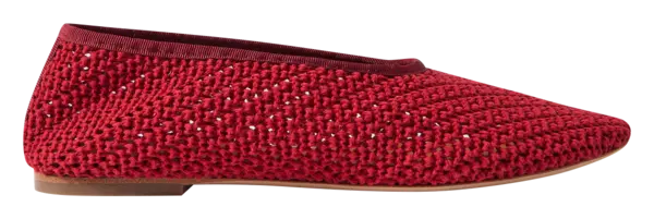 Staud Alba Crocheted Ballet Flats - Red