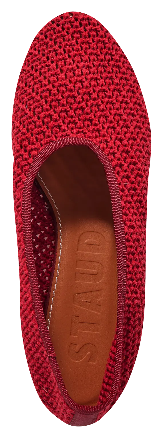 Staud Alba Crocheted Ballet Flats - Red
