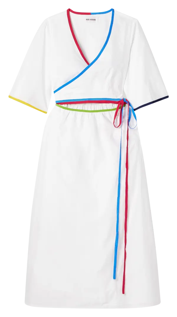 Rosie Assoulin - ROSIE ASSOULIN Ribbon Grosgrain-Trimmed Cotton-Poplin Midi Wrap Dress