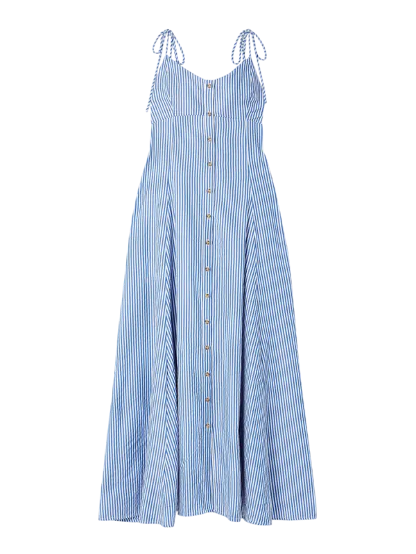 Rosie Assoulin High Garden Pleated Striped Maxi Dress - Blue