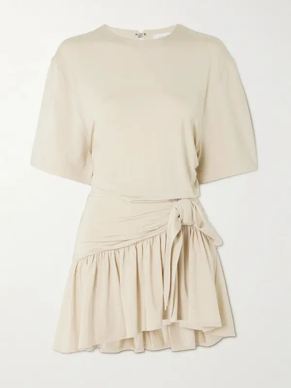 Rabanne Asymmetric Bow-detailed Gathered Mini Dress