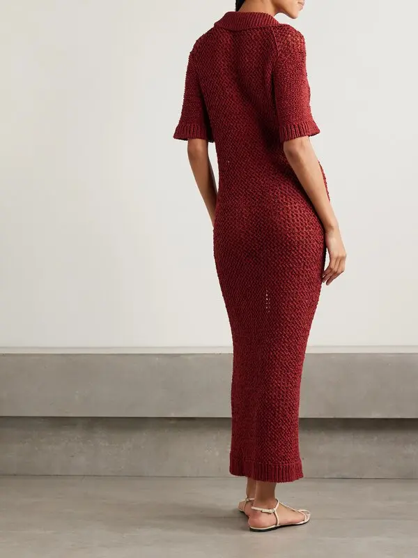 LIBEROWE Open-knit Organic Cotton-blend Maxi Dress