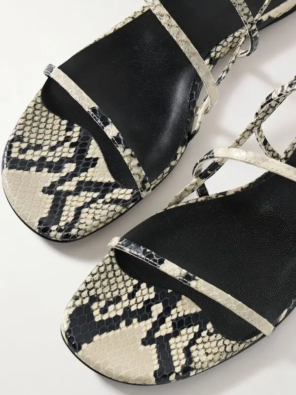 Khaite Loop Snake-effect Leather Sandals - Animal Print