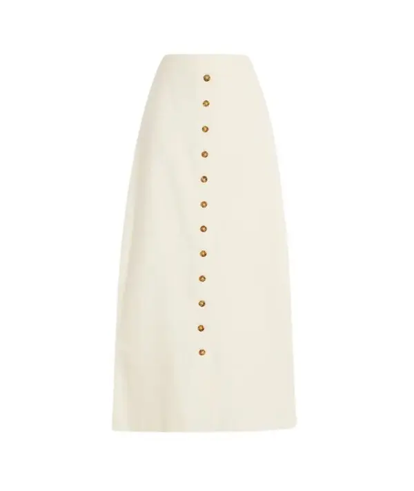 Loulou De Saison Loulou Studio Atri Layered Cotton-blend Twill Midi Skirt - Ivory