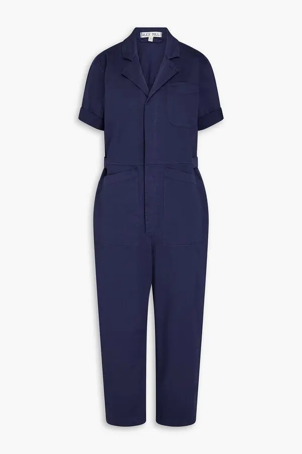 ALEX MILL Standard Cropped Cotton-blend Jumpsuit - Navy