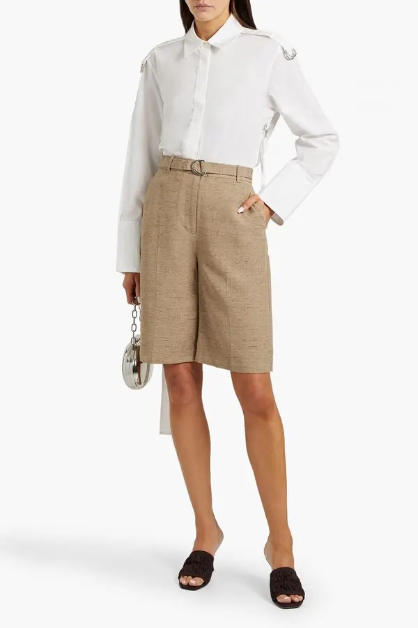3.1 Phillip Lim Belted Tweed Shorts - Mushroom