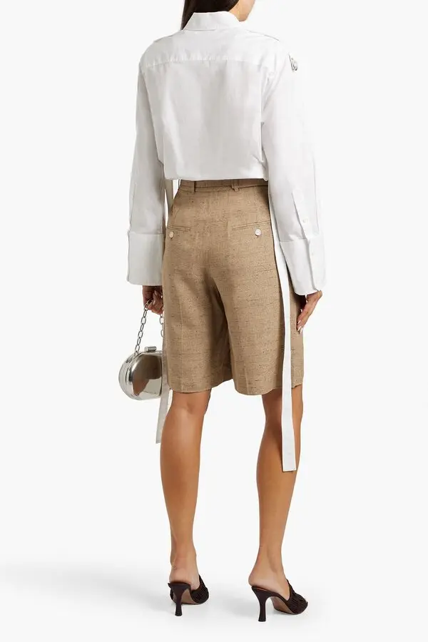 3.1 Phillip Lim Belted Tweed Shorts - Mushroom