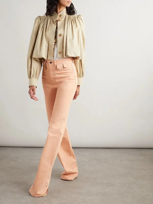 Chloé Gathered Cotton-twill Jacket - Neutrals
