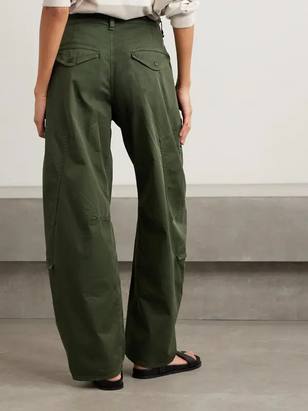 Citizens Of Humanity Flight Pleated Organic Cotton-blend Twill Barrel-leg Cargo Pants - Green