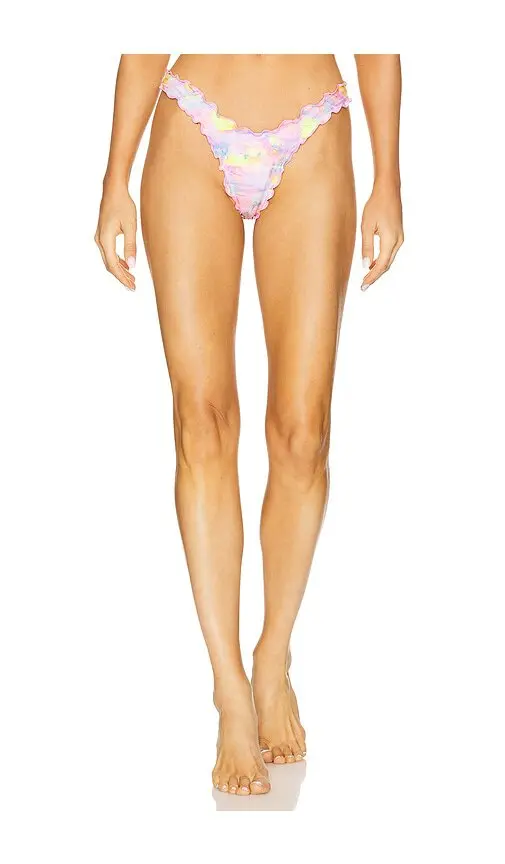 KULANI KINIS Lettuce Edge Thong Bikini Bottom - Sunset Universe