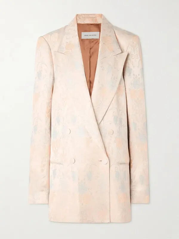 Dries Van Noten Oversized Floral-jacquard Blazer - Pink