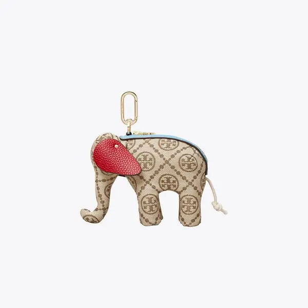 Tory Burch T Monogram Elephant Key Ring - Hazelnut