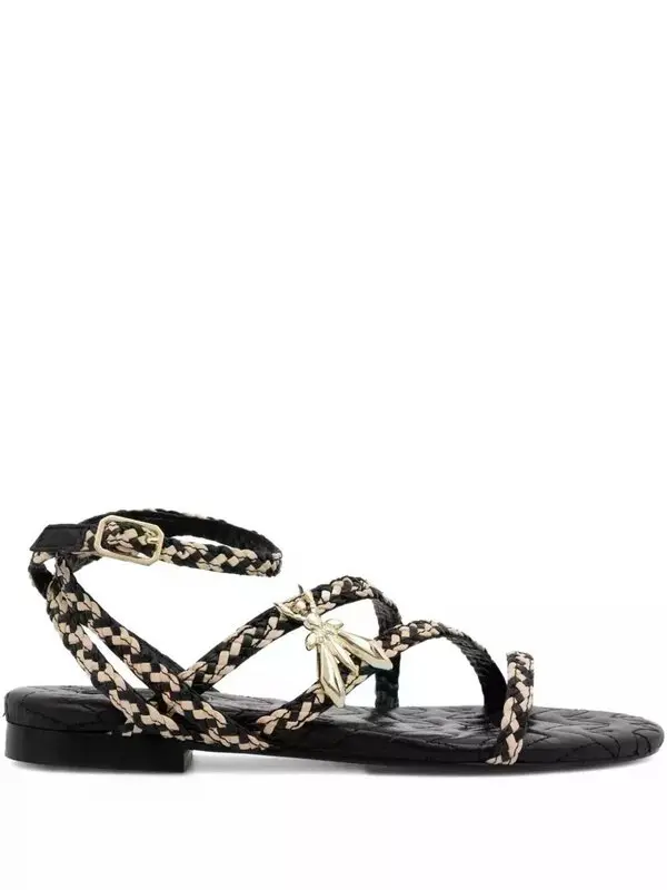 Patrizia Pepe Braided Strap Flat Sandals - Black