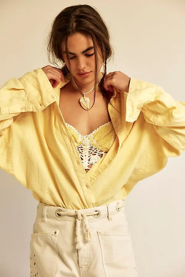 Free People Everyday Linen Shirt - Flax