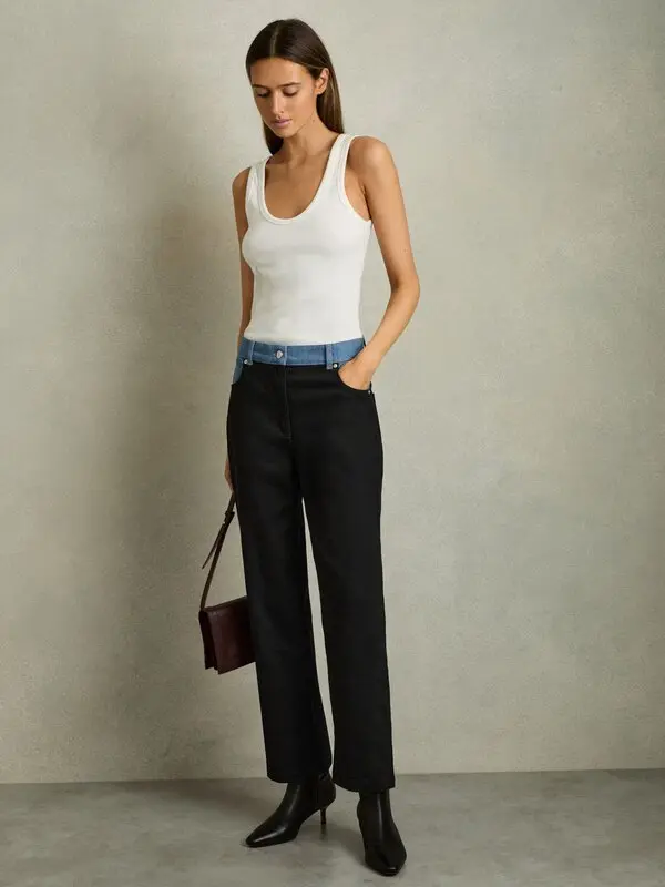 REISS Maddie Colour-block Straight-leg Jeans
