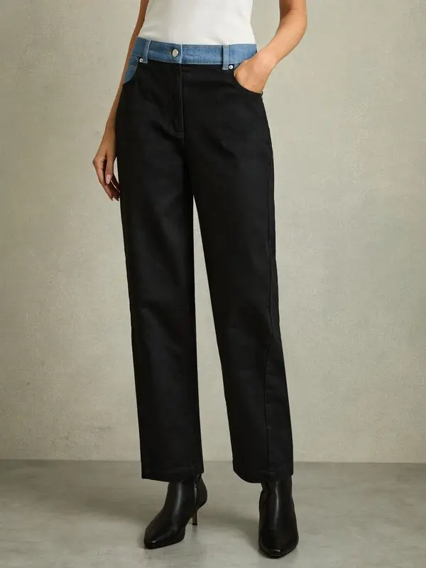 REISS Maddie Colour-block Straight-leg Jeans