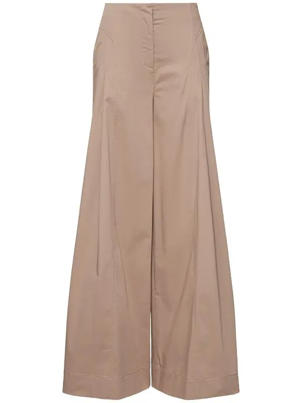 Alberta Ferretti Stretch Cotton High-rise Wide-leg Pants