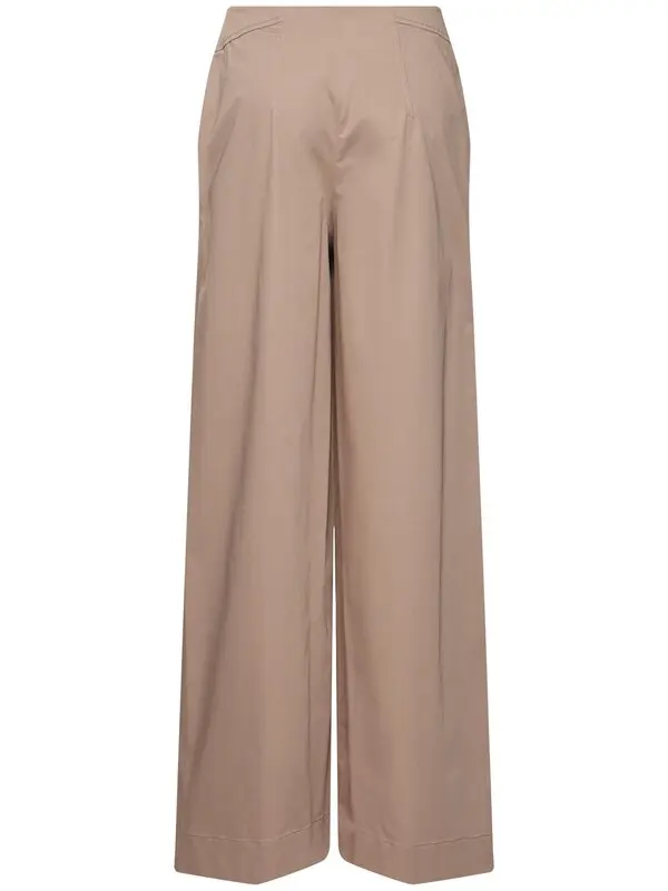 Alberta Ferretti Stretch Cotton High-rise Wide-leg Pants