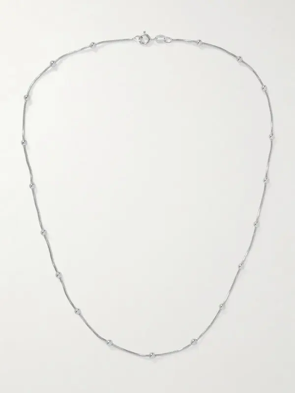 LOREN STEWART Clyde Sterling Beaded Chain Necklace - Silver