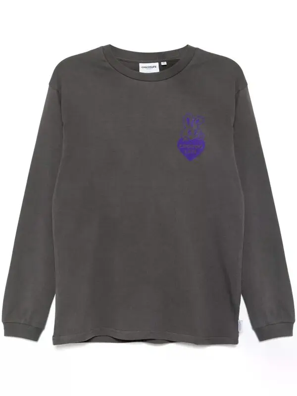 CHOCOOLATE Rabbit Graphic Long-sleeved T-shirt - Grey