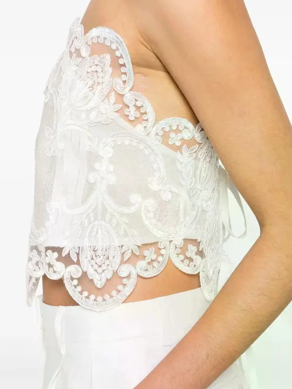 トップス MAURIZIO MYKONOS Buy MAURIZIO MYKONOS Floral-lace Top - White At 11% Off | Editorialist