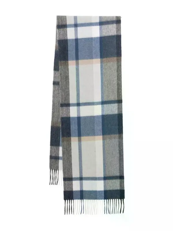N.peal Cashmere Checked Scarf - Blue