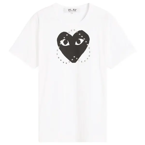 Play Comme Des Garcon Studded Heart T-shirt - White/black