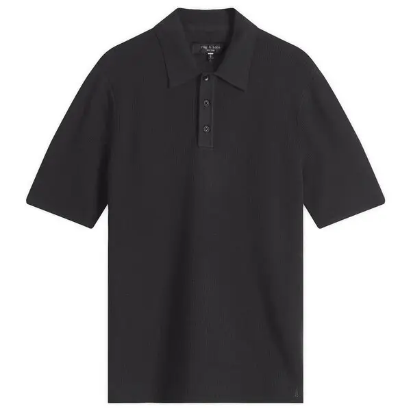 Rag & Bone Harvey Knit Polo Shirt - Black