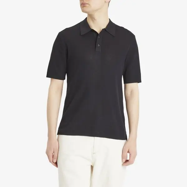 Rag & Bone Harvey Knit Polo Shirt - Black
