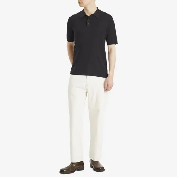 Rag & Bone Harvey Knit Polo Shirt - Black