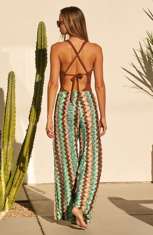 BECCA By Rebecca Virtue Paradise Open Knit Cover-up Pants - Grass Mult