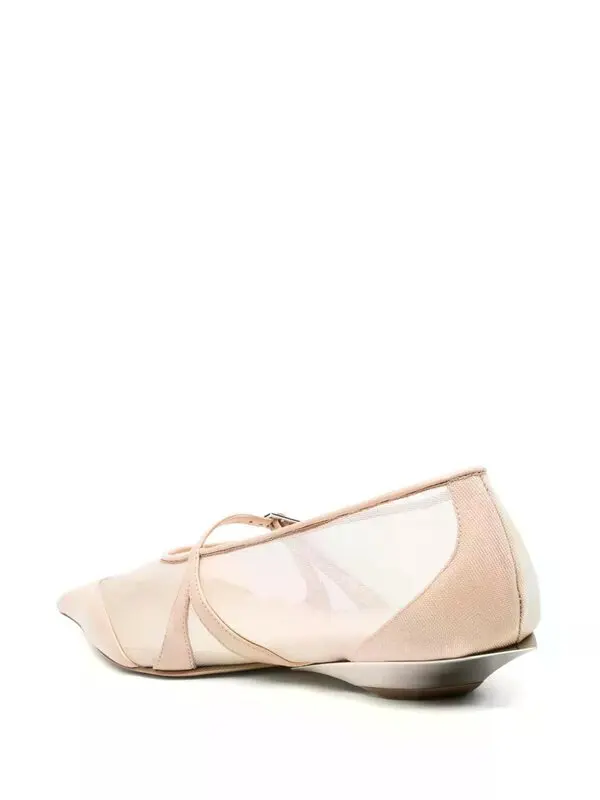 MUGLER Mesh Fang Ballet Flats - Pink