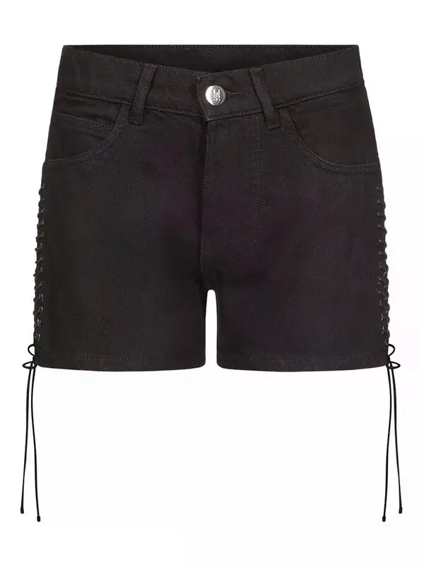 LUDOVIC DE SAINT SERNIN Lace-up Denim Shorts - Black