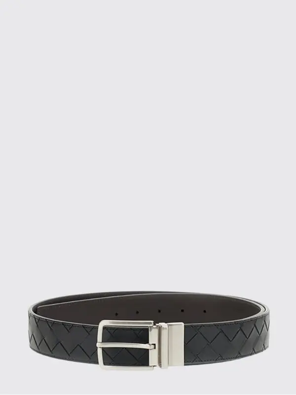 Bottega Veneta Woven Belt In Calfskin With Intrecciato Technique - Black
