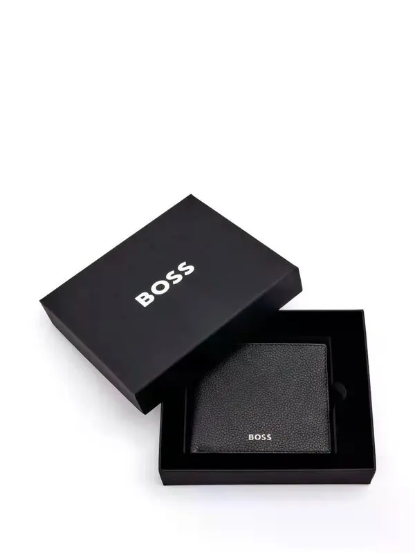 BOSS Logo-print Leather Wallet - Black
