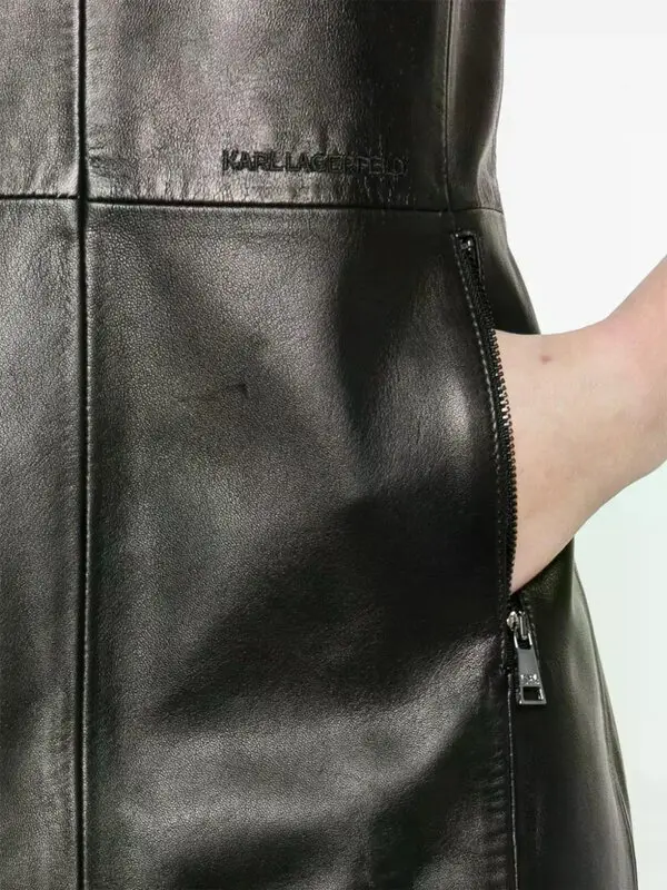 Karl Lagerfeld Leather Shift Mini Dress
