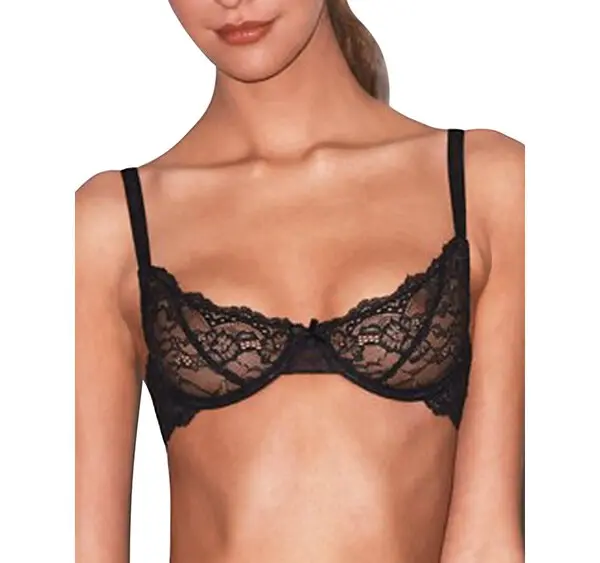Fleur Du Mal Bianca Lace Balconette Bra - Black