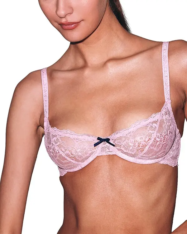 FLEUR DU MAL Bianca Lace Balconette Bra - Pink Lady