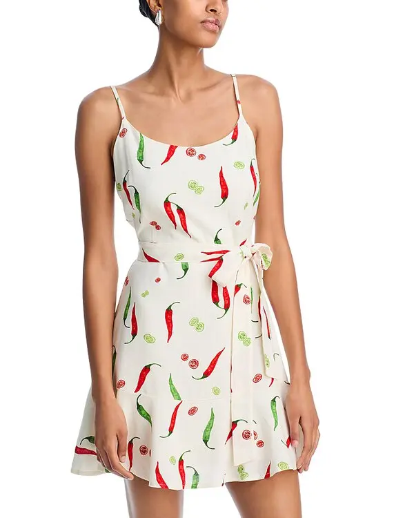 Aqua Printed Tie Waist Mini Dress
