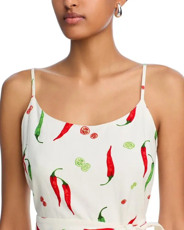 Aqua Printed Tie Waist Mini Dress